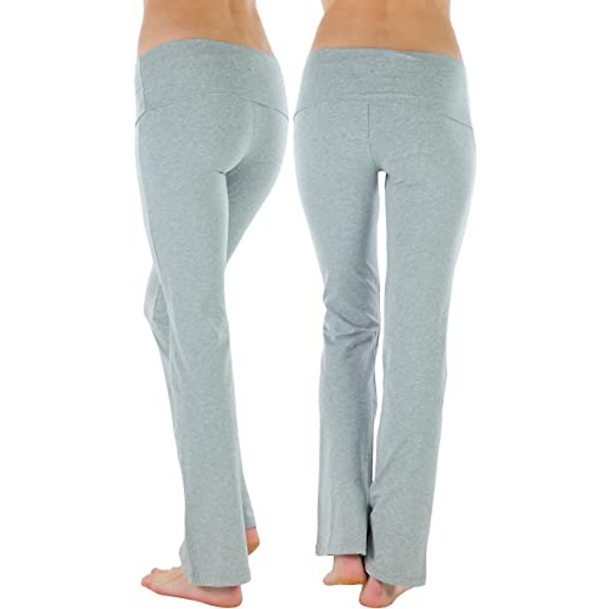 ToBeInStyle Women's Flared Bottom Full Length Leggings - Light Heather Grey - Large