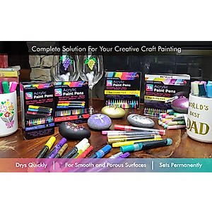 ArtShip Design 35 Premium Acrylic Paint Pens, Double Pack of Both Extra Fine and Medium Tip, for Rock Painting, Mug, Ceramic, Glass, and Fabric Painting, Water Based Non-Toxic and No Odor
