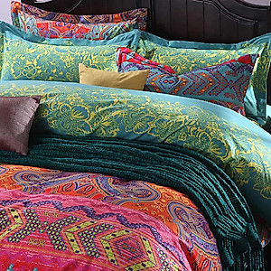 Boho Duvet Cover King, Microfiber 3 Pieces King Boho Bedding Set, 1 Duvet Cover +2 Pillowcases, Colorful Boho Bohemia Printed Design Duvet Cover, with Zipper Closure, Durable Easy Care (NO Comforter)