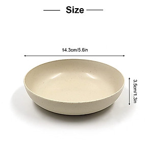 Betinyar 4 Pcs 14.3cm Lightweight Wheat Straw Plates, Unbreakable Dinner Plate, Anti-Fallen, Dishwasher Microwave Safe Plates (beige)