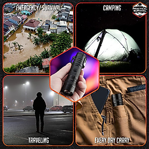 Practical Survival LED Emergency Tactical Flashlight Plasma Lighter Combo, 2-Pack, Water Resistant, Wind Resistant, Rechargeable, Compact, 2-In-1 Tool, White