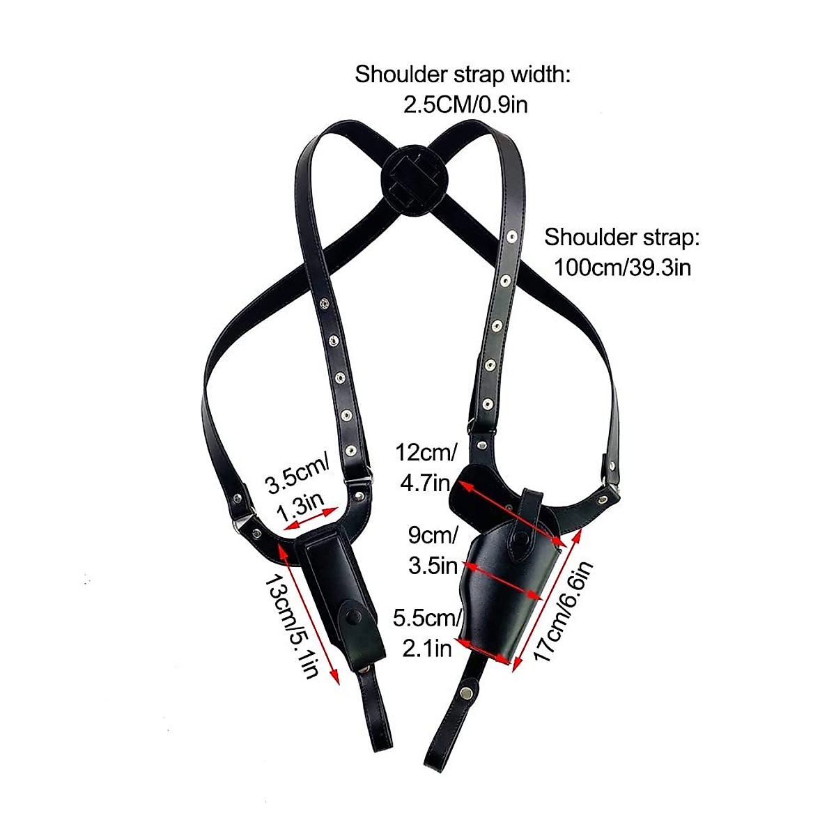 Shoulder Holster, Vertical Shoulder Holster with Magazine Holder PU Leather Adjustable Concealed Carry Shoulder Holster for Right Hand Black