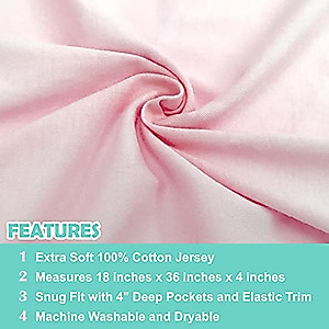 American Baby Company 2 Pack 100% Cotton Knit Fitted 18" x 36" Cradle/Bassinet Sheet - Compatible with Mika Micky Bassinet, Pink, Soft Breathable, for Girls