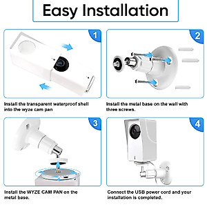 EastKing for Wyze Cam Pan Wall Mount Bracket with Silicone Case,Weather Proof 360 Degree Adjustable for Outdoor and Indoor Anti-Sun Glare and UV Protection Very Easy to Install