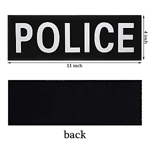 3 Pieces Police Patches for Vest 11 x 4 Inches Reflective Ultra Patch Black Police Patch Back Panel Police Patches for Police Vest Jacket Back Panel (28 x 10 cm/ 11 x 4 Inch)
