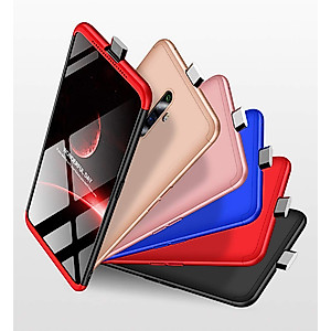 ZSCHAO Case for Oppo Reno2 Z Oppo Reno 2Z 360 Degree Ultra Slim Anti-Shock with Tempered Glass Case Compatible with Oppo Reno2 Z Hard Shockproof Full Matte Case Cover Black + Blue