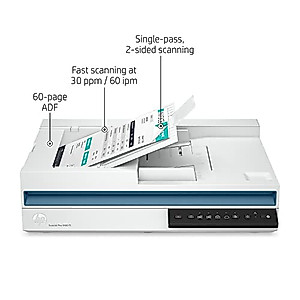 HP ScanJet Pro 3600 f1, Fast 2-Sided scanning and auto Document Feeder (20G06A)