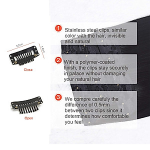 DOCUTE Natural Black Clip in Hair Extensions Black Women 4 Pieces, Full Head Long Straight Hair Extensions Clip ins Double Weft Thick Hair Extensions Hair Classic Pieces (26", Natural Black)