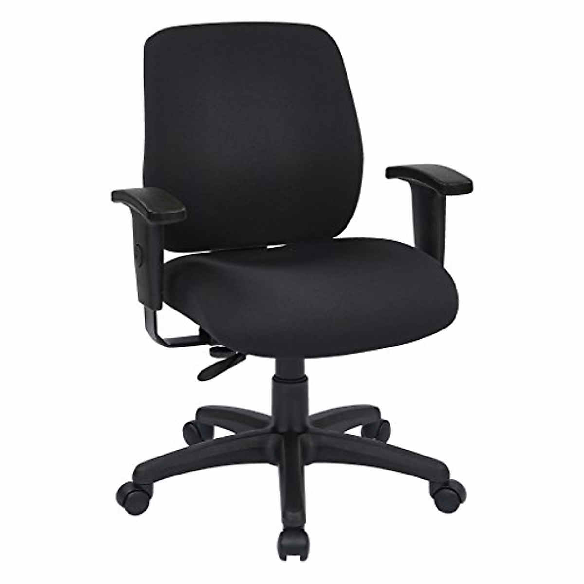 Office Star Deluxe Adjustable Office Task Chair with Ratchet Back Height Adjustment and Thick Padded Seat, with Arms, Coal FreeFlex