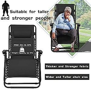 Greesum GS-OSZG00 Oversized Zero Gravity Chair, Folding Outdoor Patio Lounge Recliner with Movable Headrest, Black