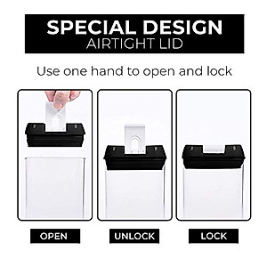 CINEYO Black & White Airtight Food Storage Containers - 7 Piece White Set & 7 Pieces Black Set For Cereal, Flour with Easy Lock Lids Include Labels and Marker