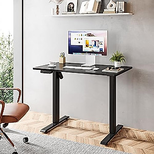 FurniStory Electric Standing Desk with Whole Board, 40 x 24 Inches Height Adjustable Sit Stand Up Desk, Home Office Desk with 3 Memory Controller (White, 40 Inches)