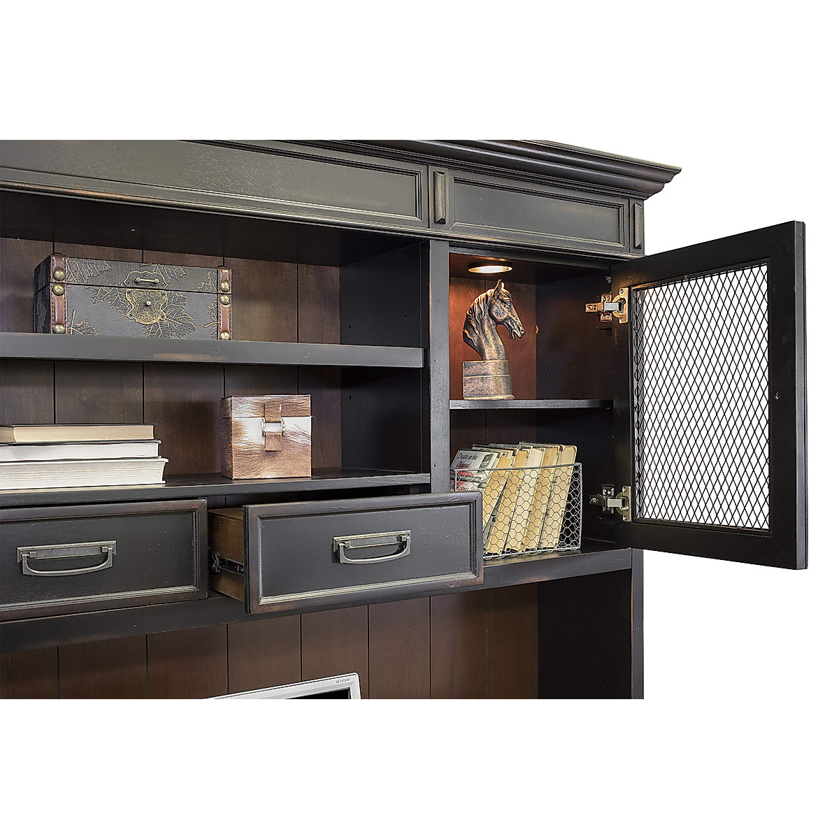 Martin Furniture Hartford Hutch, Brown - Fully Assembled