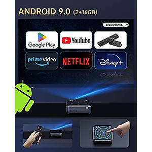 FEICHEN Mini Projector,Portable DLP Projector with 5G WiFi and Bluetooth,Andriod OS 9.0,Pocket Projector Support 1080P & HDMI,Pico Projector Compatible with iPhone, Android. Suitable for Outdoor&Home.