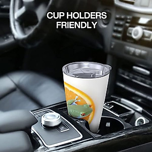 NHJKLWQSZ Peace Tree Frog 20oz Stainless Steel Tumbler With Lid And Straw, Double Wall Vacuum Insulated Coffee Mug Travel Cups Leak-Proof Lid For Hot And Cold Drinks, Metal Straws And Brush