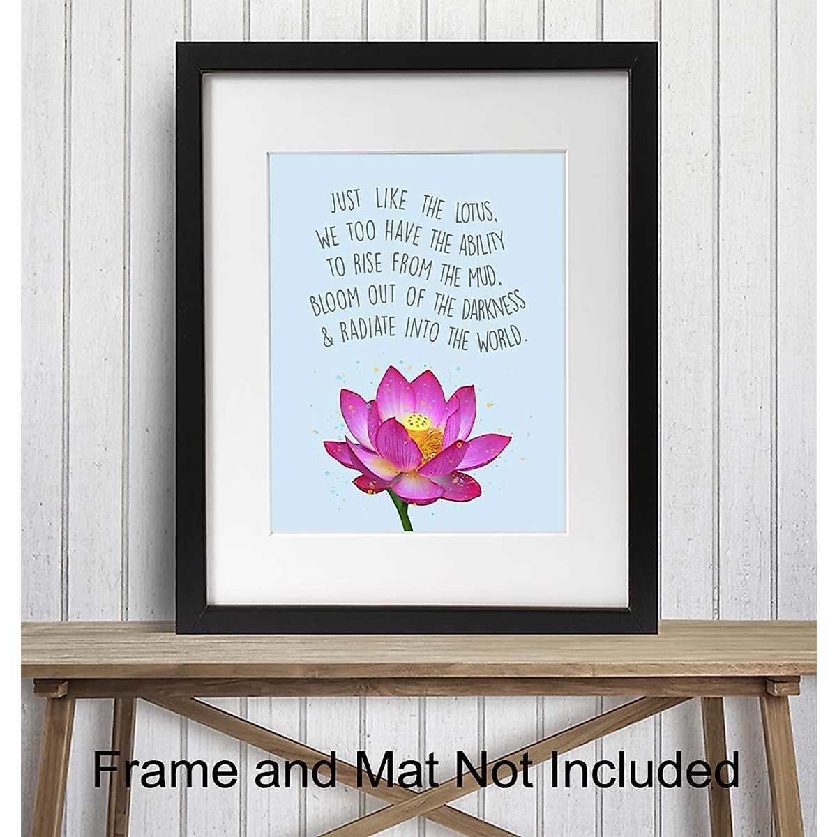 Inspirational Zen Lotus Quote Wall Art Decor Print - Spiritual 8x10 Home, Office, Apartment, Yoga Studio, Meditation Room Decor - Motivational Gift for Buddhist, Buddha Fan - Unframed Poster Print