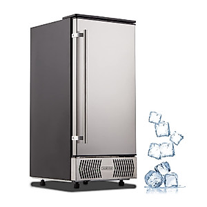 Kognita Under Counter Ice Maker Home Built in Ice Machine with Drain Pump, 2 Ice Scoops, 15 Inch Large Commercial Ice Maker with Water Line, 80LBS Per Day,Square Ice Cube Sheet - Silver
