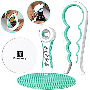 Jar Opener for Weak Hands, Jar Opener for Seniors Multi-Function Non Slip Rubber Jar Opener Gripper Pad Lid Twist Gripper, Jar Bottle Lid Can Opener Kit for Low Strength, Elderly