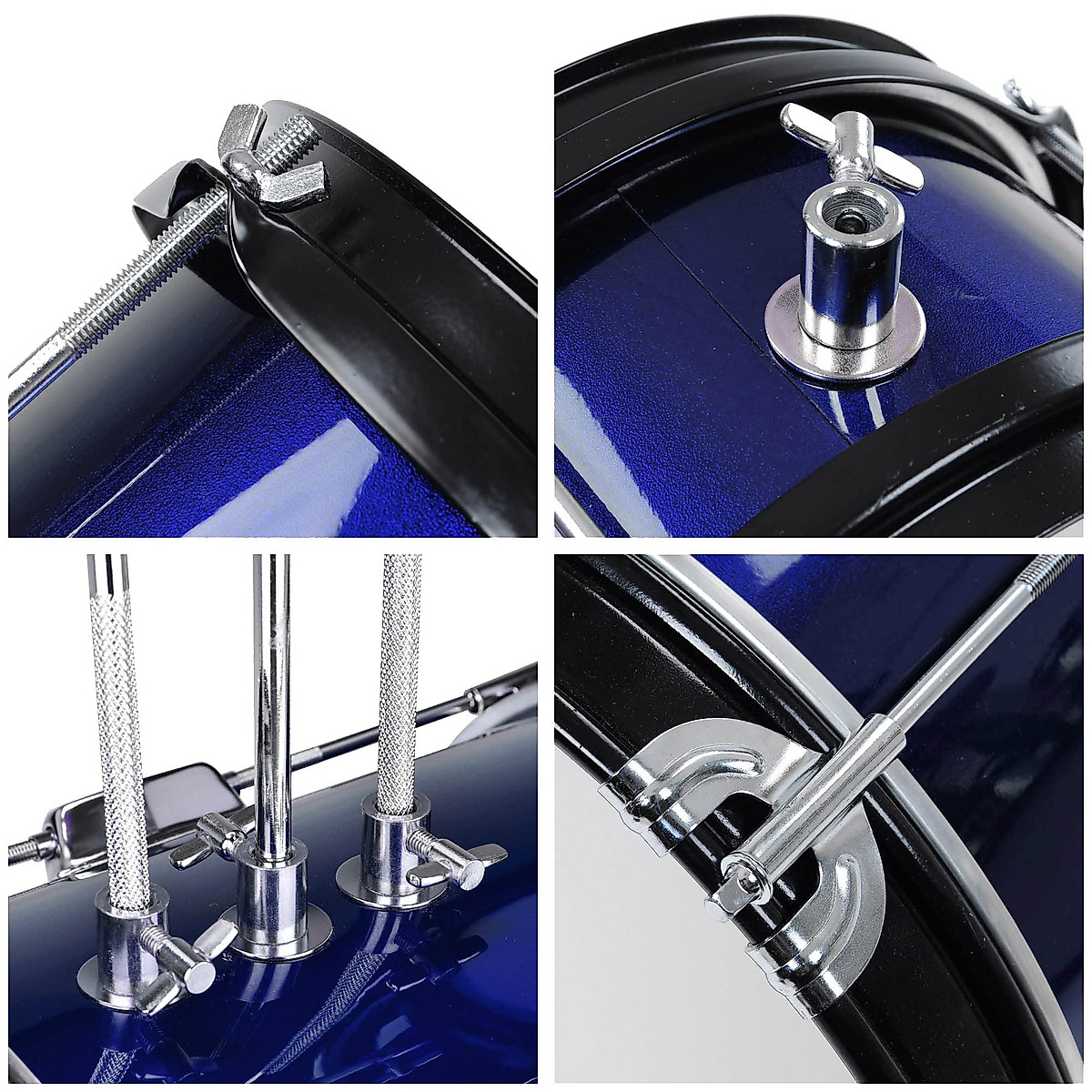 AW 12" 3 Piece Drum Set Kit with Bass Drum Cymbal 4Pcs Drumstick Pedal Throne Stool Age 8-12 Kids Beginner Drum Set