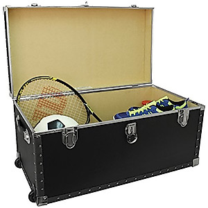Seward Trunk Trailblazer Oversized Footlocker Trunk with Wheels, Black, 31-inch (SWD5231-11)