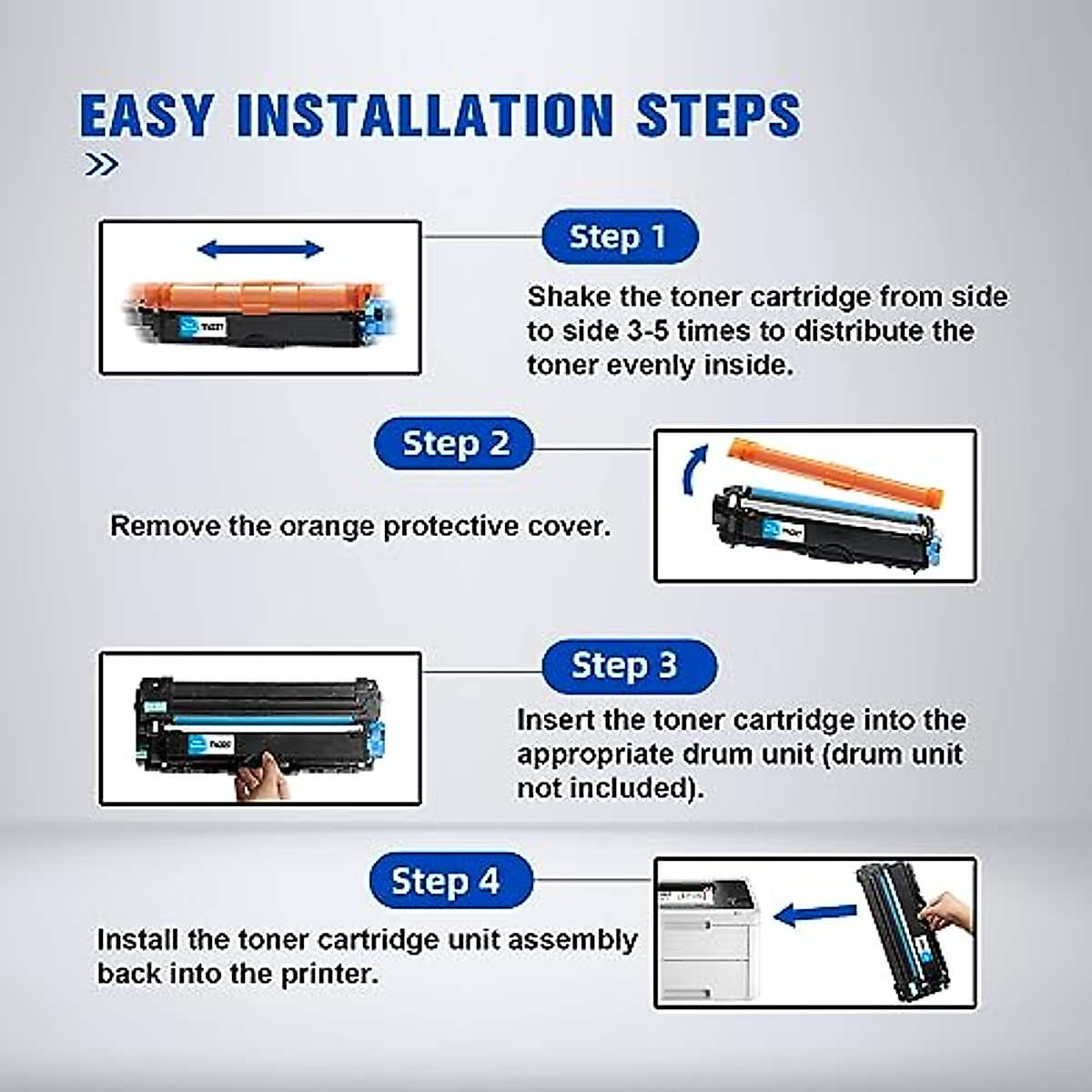 TN227 TN-227 Toner Cartridge Replacement for Brother TN-227 TN-223 TN227BK High Yield TN 227 TN 223 Compatible with HL-L3290CDW HL-L3210CW MFC-L3750CDW MFC-L3710CW Printer (BK, C, M, Y, 4 Pack)