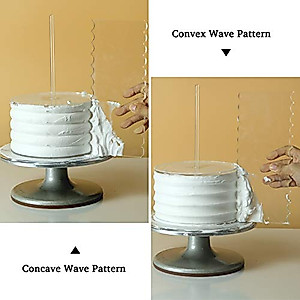 Aquiver Acrylic Round Cake Disk Set - Cake Discs Circle Base Boards with Center Hole - 2 Comb Scrapers (4 Patterns) & 3 Dowel Rod - 6.25", 8.25", 10.25", 2 of Each Size - Supplies for 3 Tier Cakes