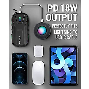 SOLVTIN S6 Jump Starter 1200A Car Starter for up to 7.5L Gas and 6.0L Diesel Engine 12V Battery Jump Starter with Smart Jumper Cables Portable Power Bank with PD 18W, QC 3.0 Port and LED Light