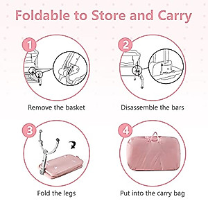 INFANS 3 in 1 Baby Bassinet, Bedside Sleeper, Rocking Cradle, Easy Folding Portable Safer Co-Sleeping Crib with Height Angle Adjustable, Wheels Storage Basket Travel Bag for Infant Newborn (Pink)
