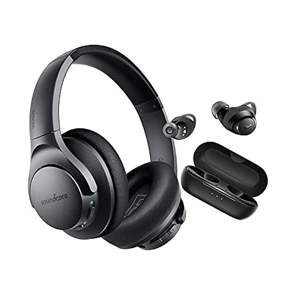 Soundcore by Anker Life A1 True Wireless Earbuds with Life Q20 Active Noise Cancelling Headphones, Powerful Customized Sound, 35H Playtime, IPX7 Waterproof,Wireless Charging