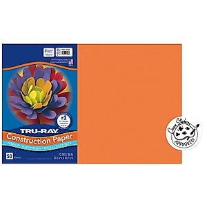 Tru-Ray® Heavyweight Construction Paper, Electric Orange, 12" x 18", 50 Sheets
