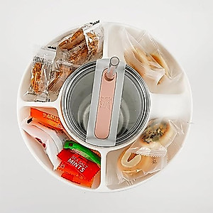 RYAJK Snack Bowl for Stanley 40 Oz Tumbler with Handle,4 Compartments for Candy,Appetizer,Nuts,Popcorn, Cup Holder for Stanley Cup Accessories (White)