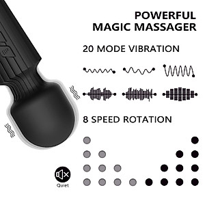 SIKXTOA Mini Vibrator, 8 Speeds 20 Patterns-G-Spot Cordless Wand Massager, Clitoral Stimulator, Dildo, Sex Toys, Rechargeable Handheld Powerful Silent Waterproof Female Adult Toys (Stripe Black)