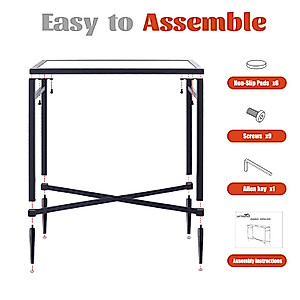 GIFTTROVE Black End Table, Rectangle Side Table with Mirrored Top, Modern Metal End Table, Small Narrow Side Table for Living Room, Balcony, 22" L x 12.4" W x 24" D