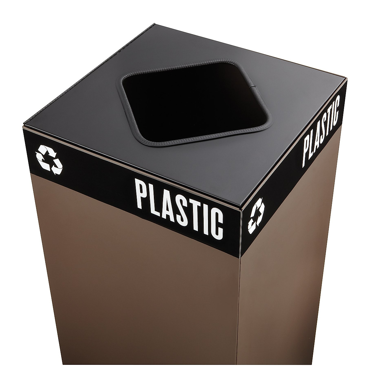 Safco Products 2989BL Public Square Recycling Receptacle Lid, Square Cutout for Plastic and Waste (Base Sold Separately), Black