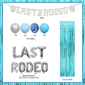 kreat4joy Last Rodeo Bachelorette Decorations Blue, Disco Cowgirl Bachelorette Party Decorations, Last Rodeo Foil Balloons Banner Fringe Curtain for Women Western Bridal Shower