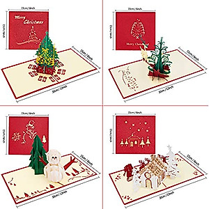 HBlife 9 Pack 3D Christmas Cards Pop Up Holiday Postcards Greeting Handmade Holiday Xmas Cards & Envelopes for New Year