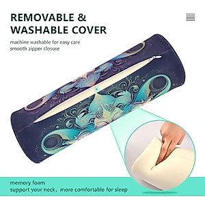 xigua Snowflakes Neck Roll Pillow for Neck Relief with Removable Washable Cover - Memory Foam Round Cylinder Bolster, Ergonomically Designed for Head, Neck, Back, and Legs