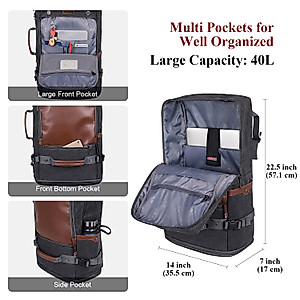 WITZMAN Travel Backpack for Men Women Carry on Luggage Backpack Canvas Rucksack Duffel bag with Shoe Compartment (A2021 Black)