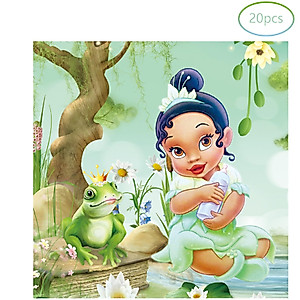 Fenghu Tiana Birthday Party Supplies, Include 20 Plates and 20 Napkins, for Princess Tiana Birthday Baby Shower Party Decorations
