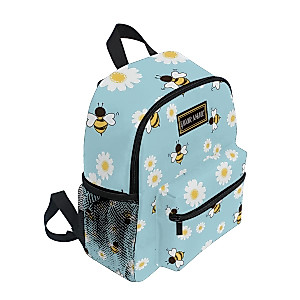 ODAWA Custom Daisy Flower Bee Cartoon Toddler Backpack, Personalized Backpack with Name/Text, Customization School Bag