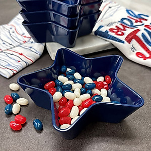 Supreme Housewares 4-Piece Patriotic Star Shaped Bowl Melamine Small Serving Bowl for Dessert, Snack, Ice Cream, Nuts or fruit, 5.5 Inch Dessert Bowl Set (Blue)