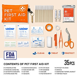 ARCA PET First Aid Kit 3 Piece Set - Each for Home, Car & Travel. Dog First Aid Kit with Thermometer, Tick Remover Kit & Many More