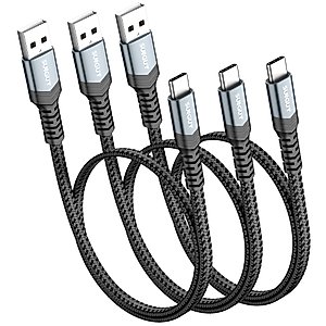 SUNGUY Flat Tangle Free USB Type C Charging & Data Sync Cable Fabric Braided Cord Compatible for Samsung Galaxy S9 Plus Note 8 Tab,Alcatel Idol 5,OnePlus 6 5T,Razer Phone and More (3, Grey, 2FT)