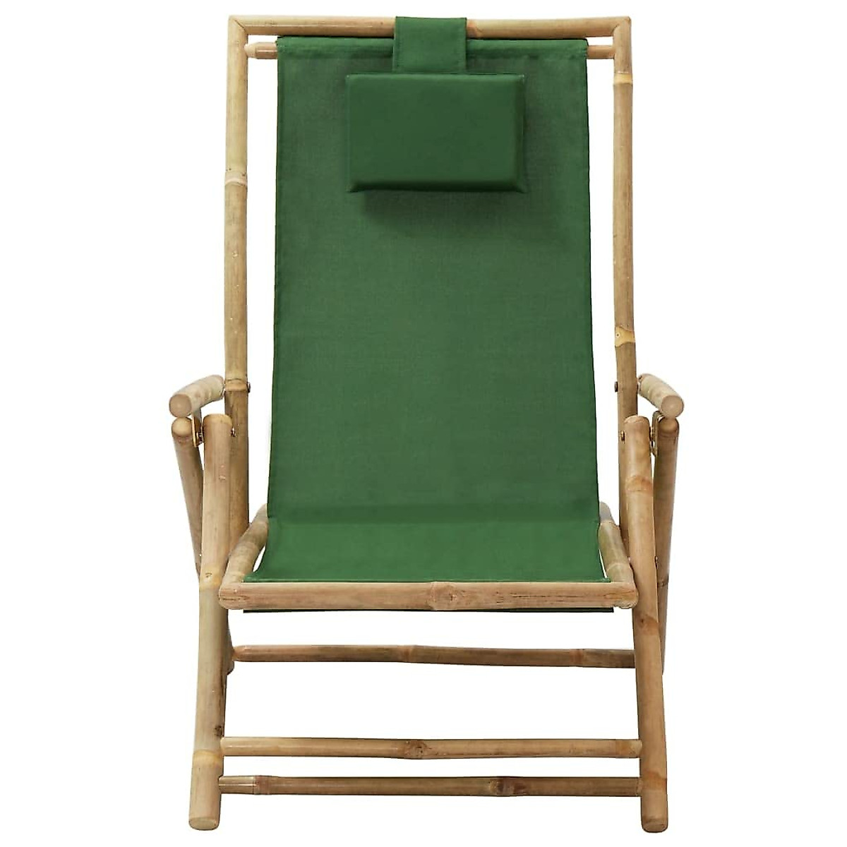 Reclining Relaxing Chair,Lounge Chairs,Beach Chair,Outdoor Patio Furniture,Kitchen Chairs,Balcony Furniture,Adjustable in 4 Positions,Foldable for Easy Storage and Transport, Green Bamboo and Fabric