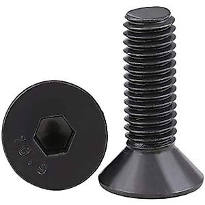 L-A M6-1.0x20mm 10.9 Carbon Steel Countersunk Head Hex Socket Screw Flat Countersunk Hex Socket Bolts Screws （25 Pcs）