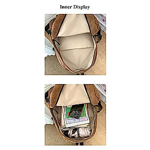 JHTPSLR Preppy Backpack Smiley Face Corduroy Backpack Cute Academia Aesthetic Backpack Autumn Corduroy Backpack Solid Book Bags (Sage Green)