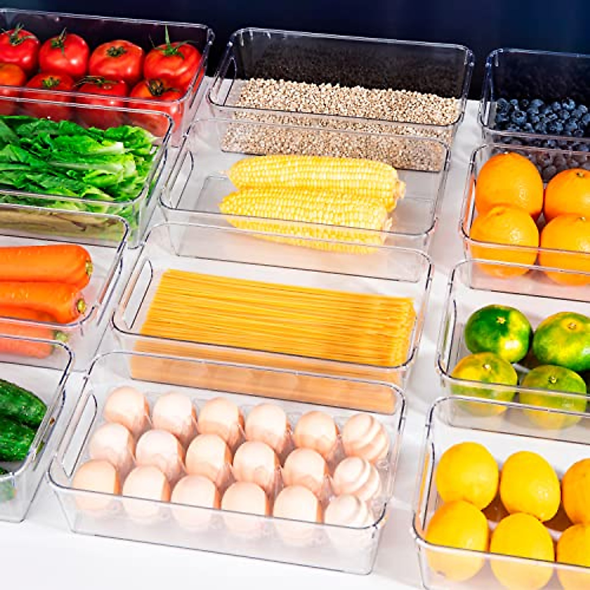 Freezer Organizer Storage Bins, Pantry Storage Fridge Organizer Storage Bins and Cabinet Organizers for Bath Kitchen and Dresser (8)