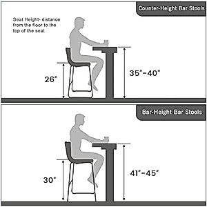 LEMBERI 26 inch Bar Stools Set of 2, Modern Counter Height Bar Stools, Faux Leather Barstool with Back and Metal Leg, Armless Dining Chairs for Kitchen Island Pub Living Room (26, Black)