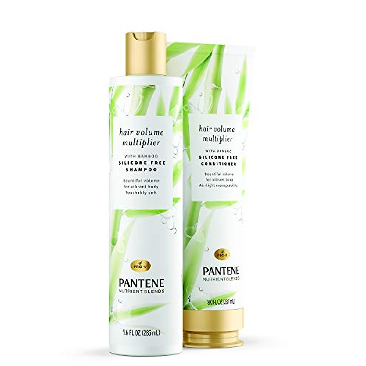 Pantene Nutrient Blends Bamboo Hair Volume Multiplier Silicone Free Shampoo For Fine, Thin Hair, 9.6 Fl oz, 2.583 Fl oz