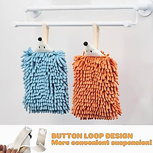 Cute Hedgehog Chenille Hand Drying Towels for Kitchen and Bathroom, Hanging Funny Hand Microfiber Towel with Button Loop, Set of 4